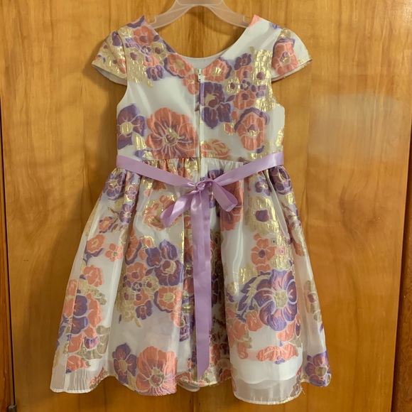 Rare Editions | Dresses | Rare Editions Metallic Floral Print Dress ...